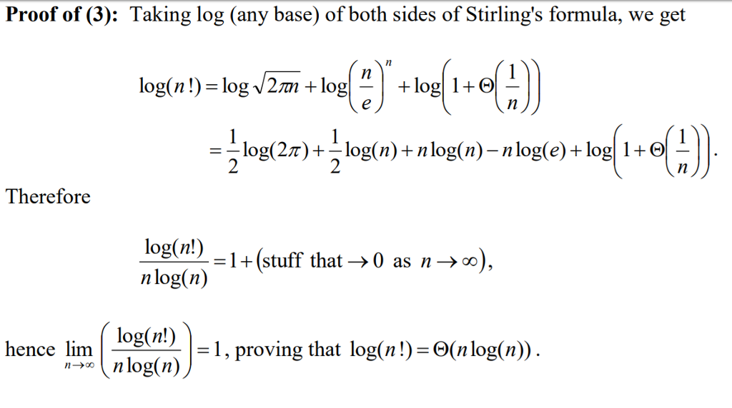 Solved Use Stirling’s formula: 𝑛! = √2𝜋𝑛 ⋅ ( 𝑛 𝑒 ) 𝑛 ⋅ | Chegg.com