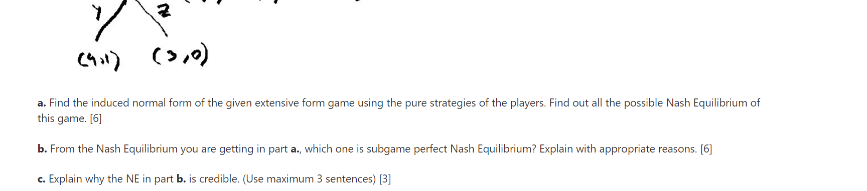Solved Consider the following two player extensive form | Chegg.com