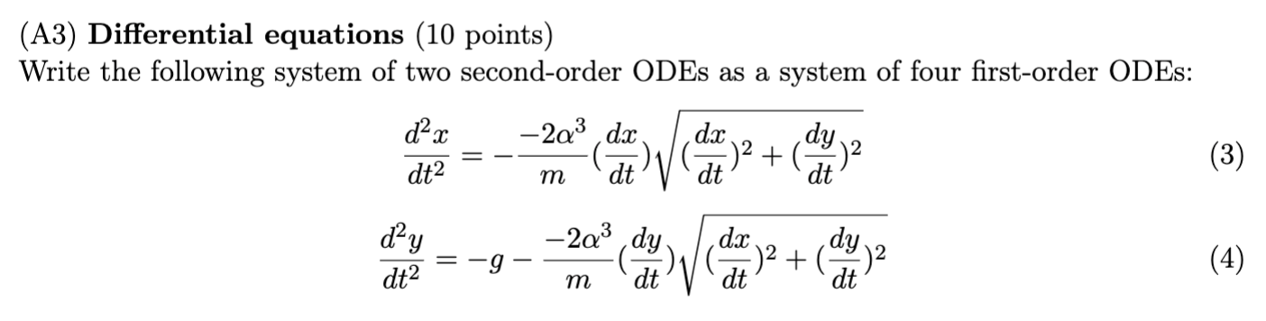 Solved (A3) Differential equations (10 points) Write the | Chegg.com