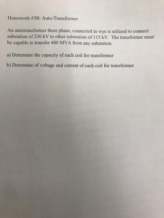 Solved Homework 3b Auto Transformer An Autotransformer