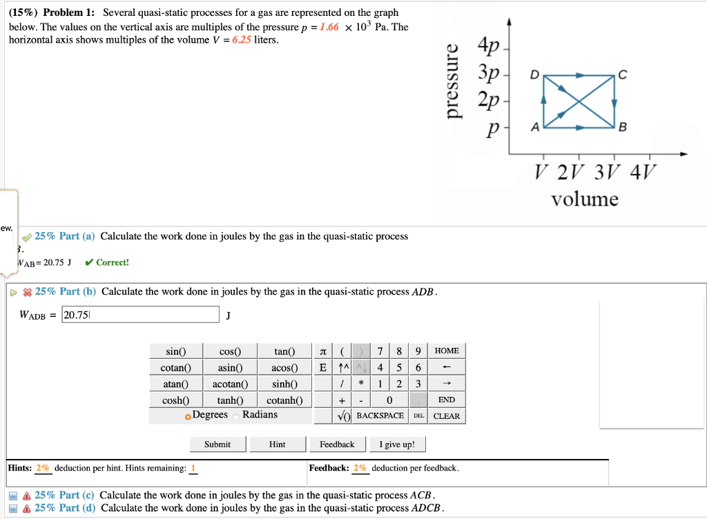 Solved 15 Problem 1 Several Quasi Static Processes For