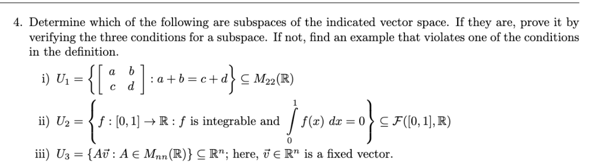 Solved Determine which of the following are subspaces of the | Chegg.com