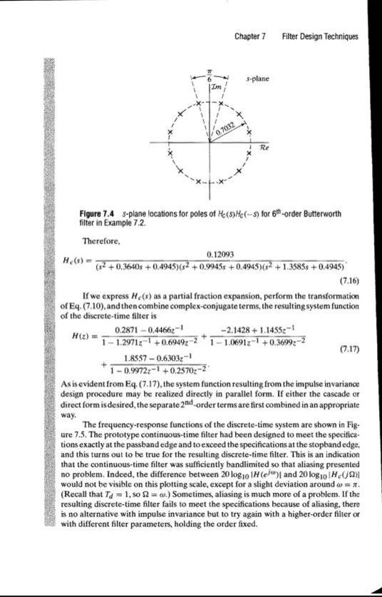Solved Example 7.2 Impulse Invariance with a Butterworth | Chegg.com