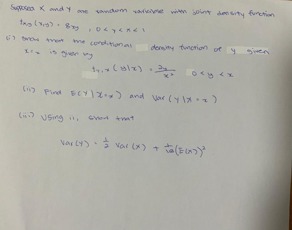 Solved Supposed x and y are random variable with joint | Chegg.com