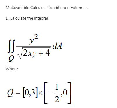 Solved Multivariable Calculus. Conditioned Extremes 1. | Chegg.com