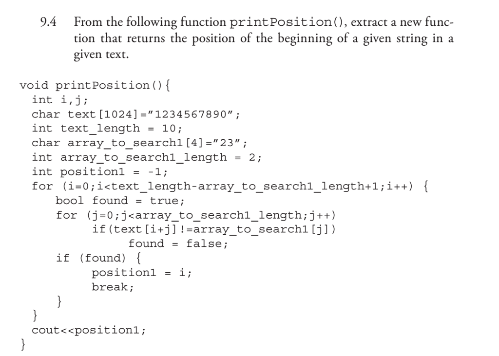 Solved 9.4 From the following function printPosition), | Chegg.com