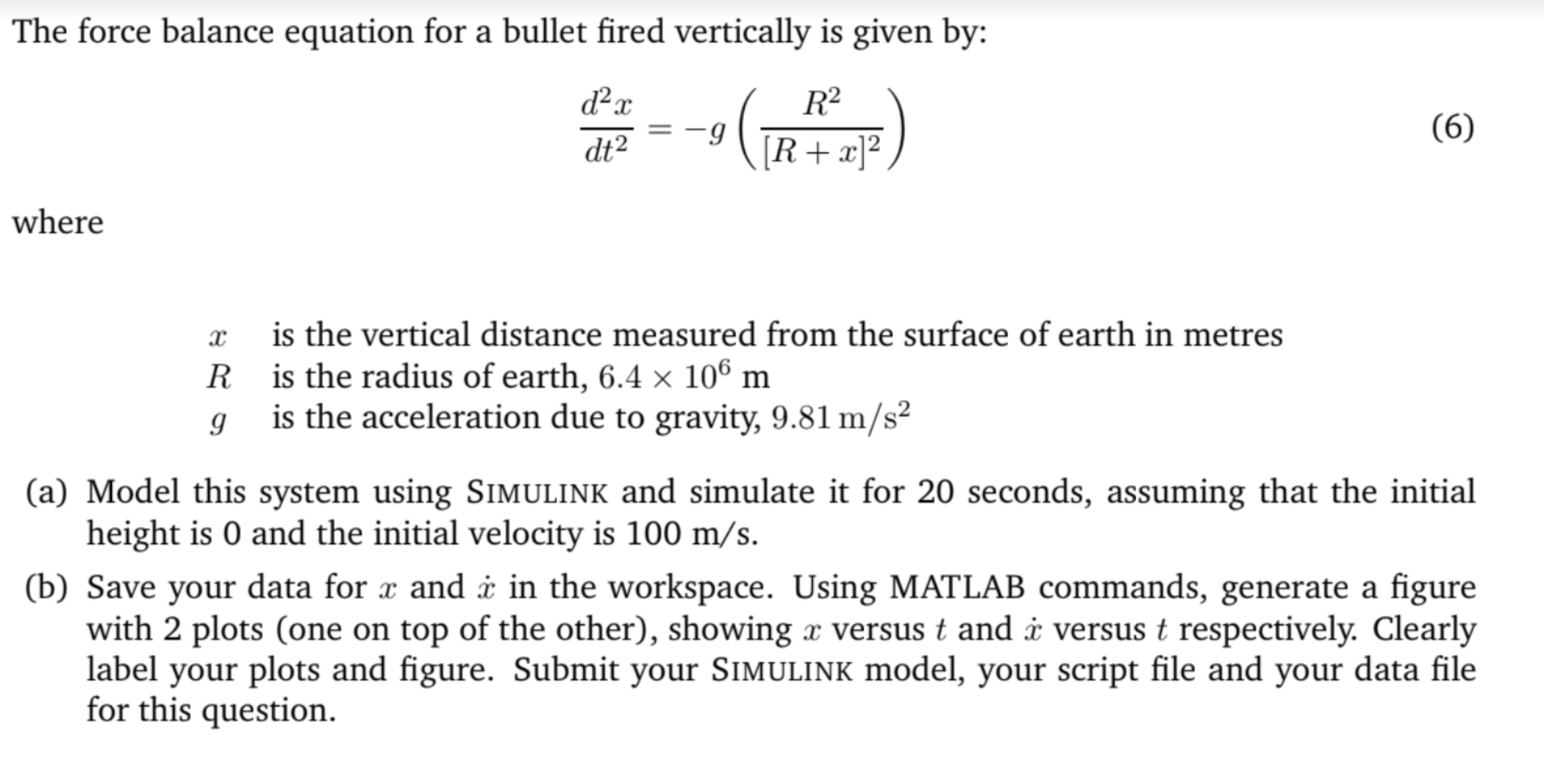 Solved The force balance equation for a bullet fired | Chegg.com