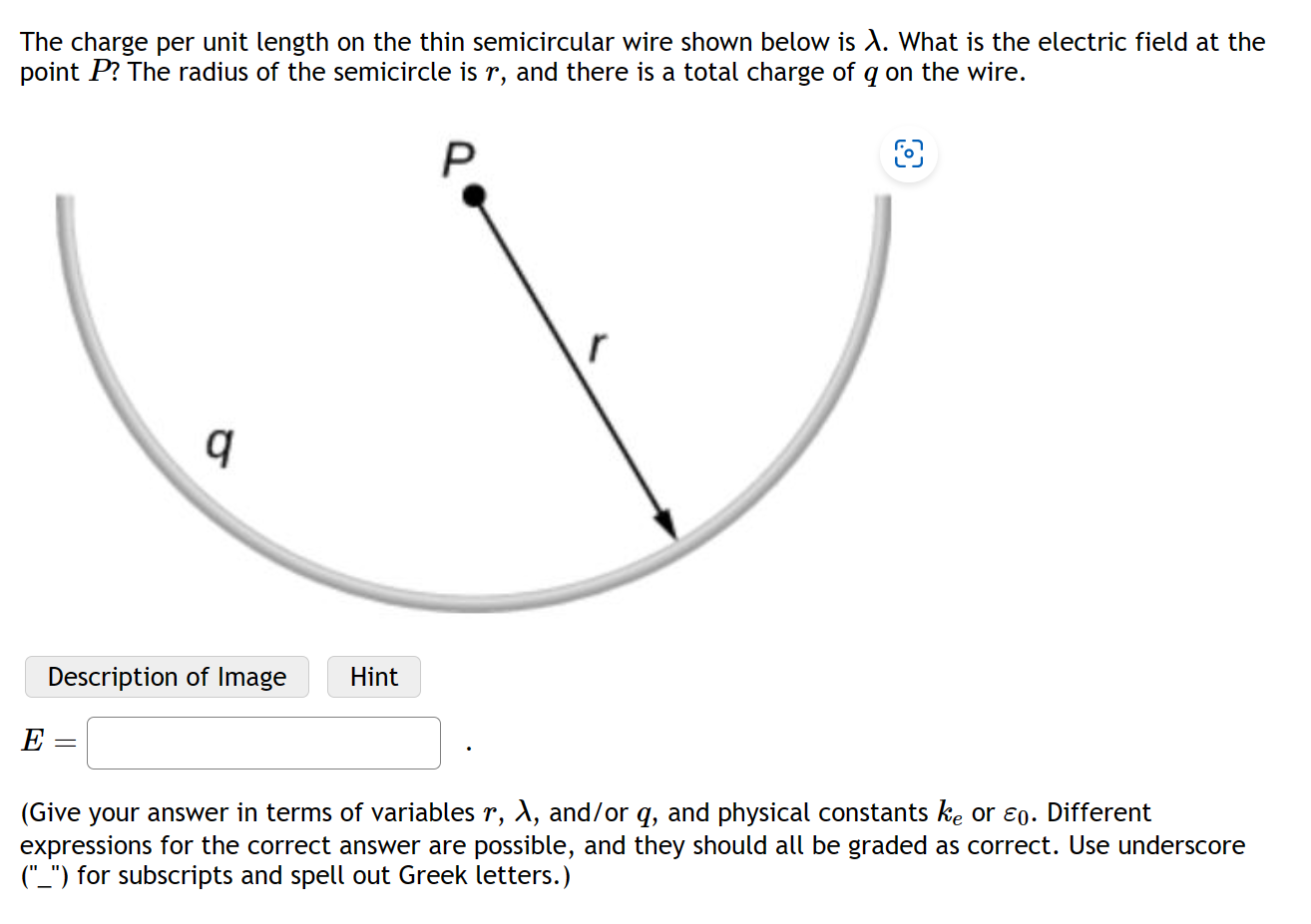 Solved The charge per unit length on the thin semicircular | Chegg.com