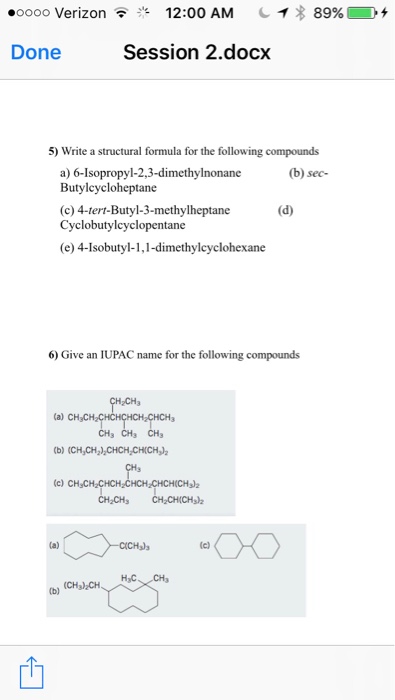 Solved Write a structural formula for the following | Chegg.com