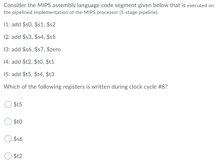 Solved Consider the MIPS assembly language code segment | Chegg.com