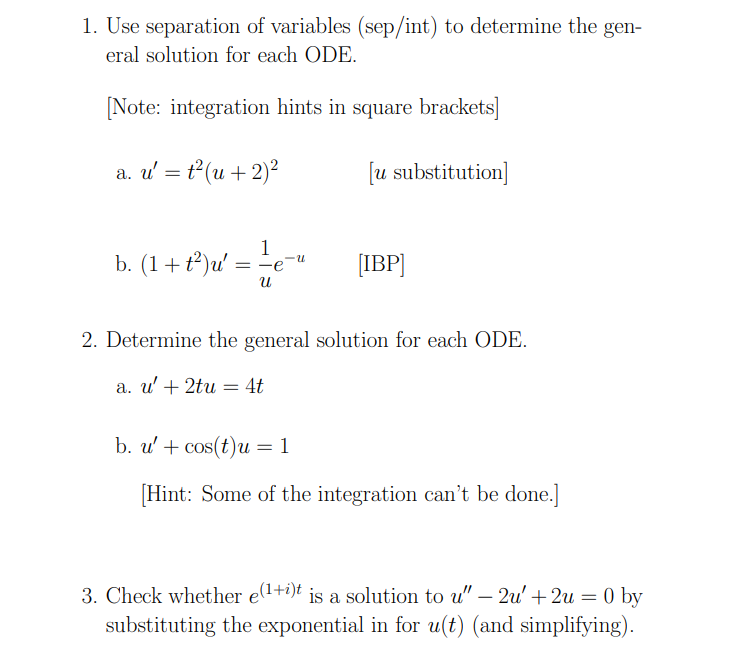 Solved Use separation of variables (sep/int) ﻿to determine | Chegg.com