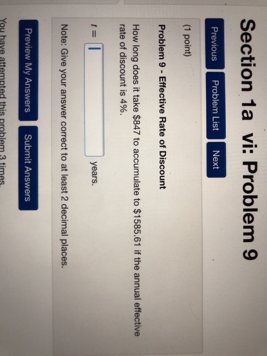 Solved Section 1a vi: Problem9 Previous Problem List Next (1 | Chegg.com