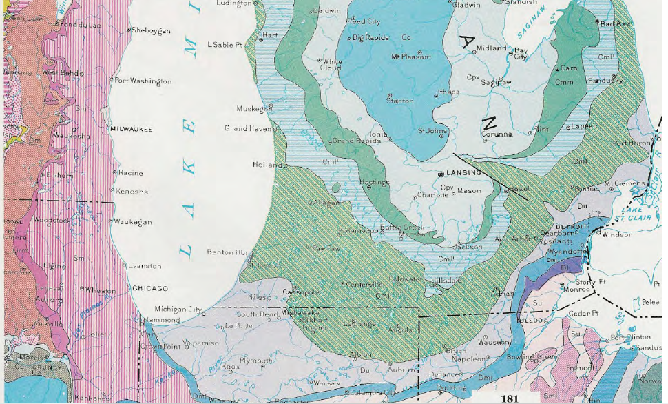 Solved Consider the geological map of the Michigan Basin. a) | Chegg.com