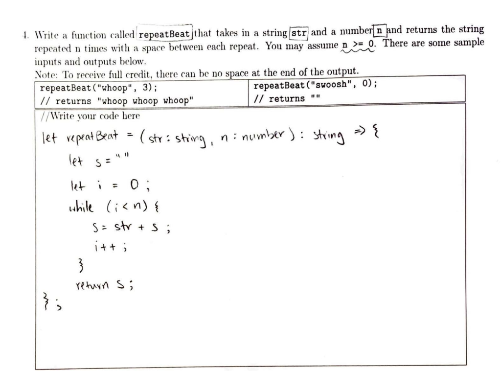 Solved 1. Write a function called repeatBeat that takes in a | Chegg.com