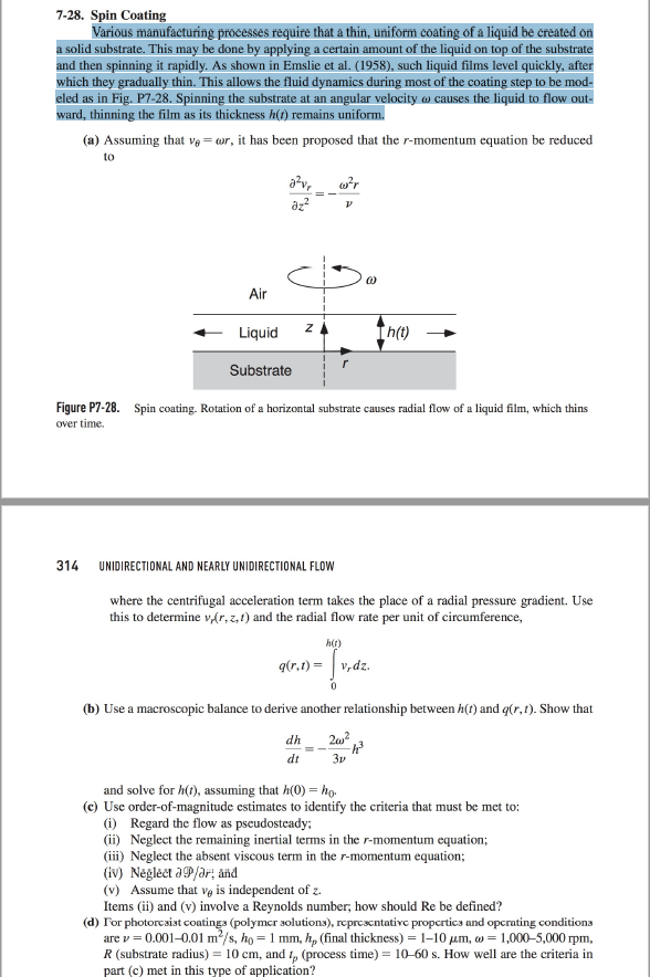Solved 7-28. Spin Coating Various manufacturing processes | Chegg.com