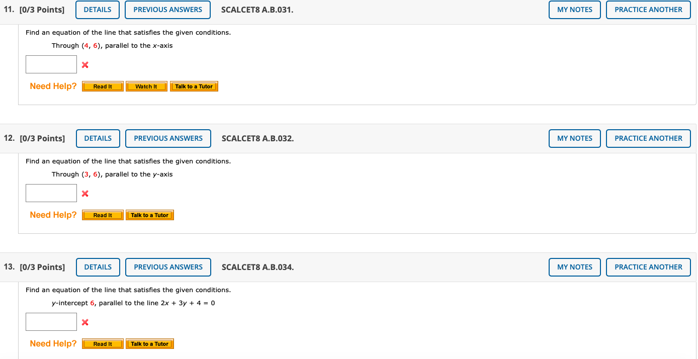 Solved 11. [0/3 Points] DETAILS PREVIOUS ANSWERS SCALCET8 | Chegg.com