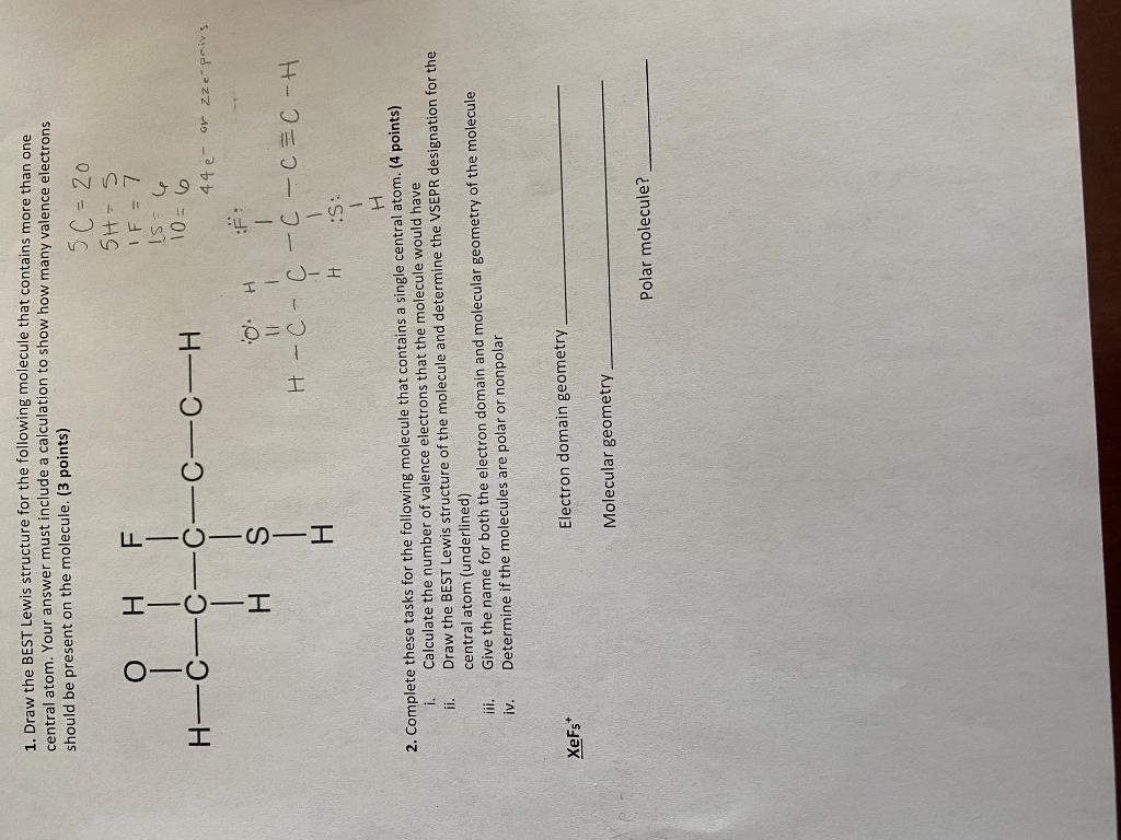 Solved 1. Draw the BEST Lewis structure for the following | Chegg.com