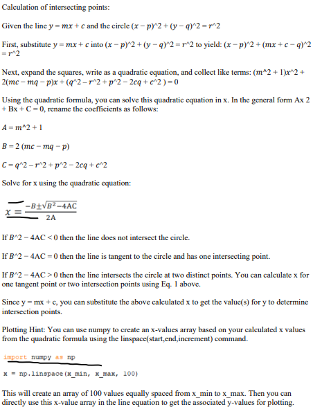Solved 1. Create a program that calculates the intersection | Chegg.com