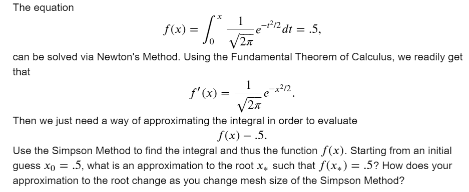Solved X = D." 5 e-1+12 dt = .5, 0 The equation 1 f(x) = V21 | Chegg.com