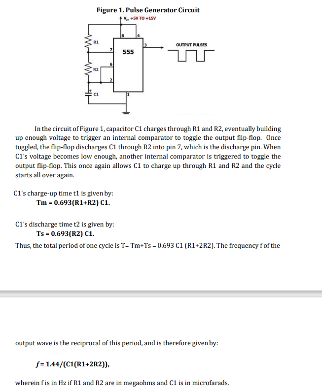 Solved Figure 1. Pulse Generator Circuit V +5V TO +15V R1 | Chegg.com