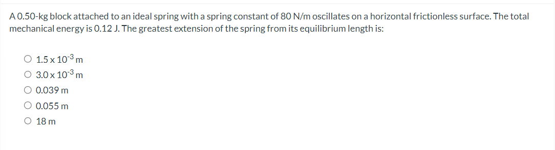 Solved A 0.50-kg block attached to an ideal spring with a | Chegg.com