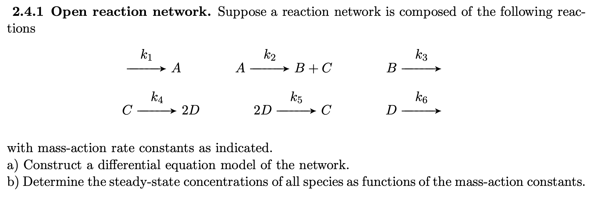 Solved 2.4.1 Open reaction network. Suppose a reaction | Chegg.com