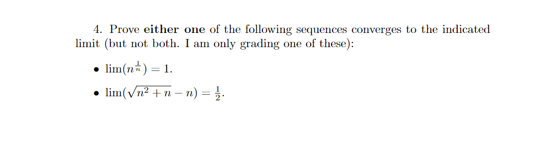 Solved 4. Prove either one of the following sequences | Chegg.com