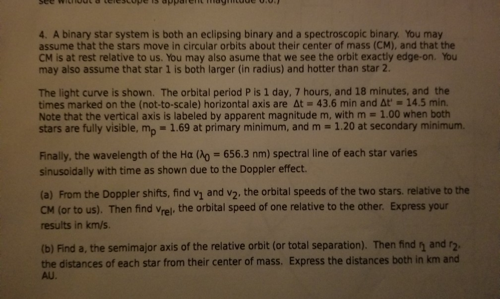 4. A binary star system is both an eclipsing binary | Chegg.com