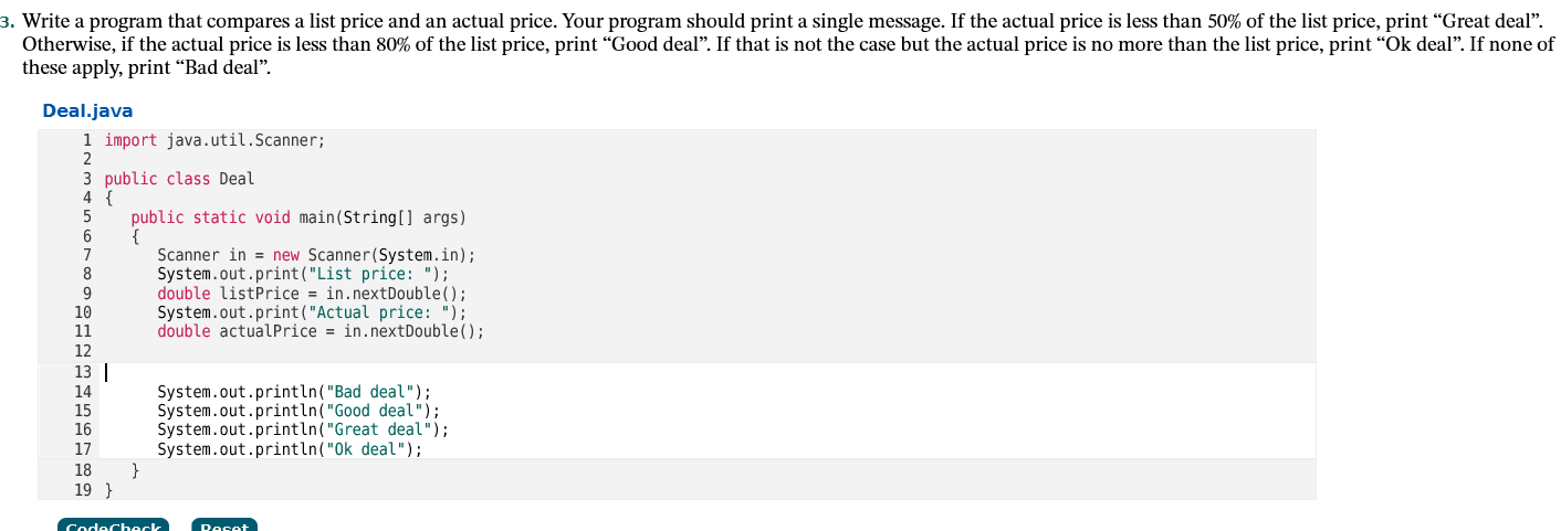 Solved Write A Program That Compares A List Price And An