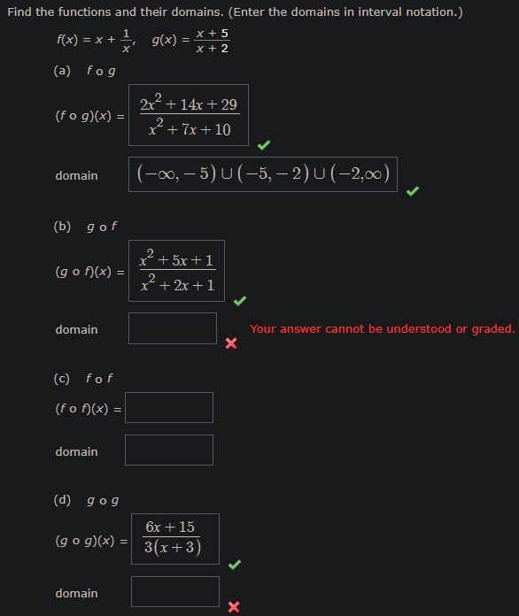 Solved Find the functions and their domains. (Enter the | Chegg.com