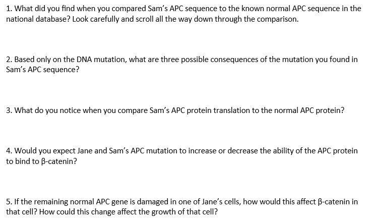 Solved 1. What did you find when you compared Sam's APC | Chegg.com