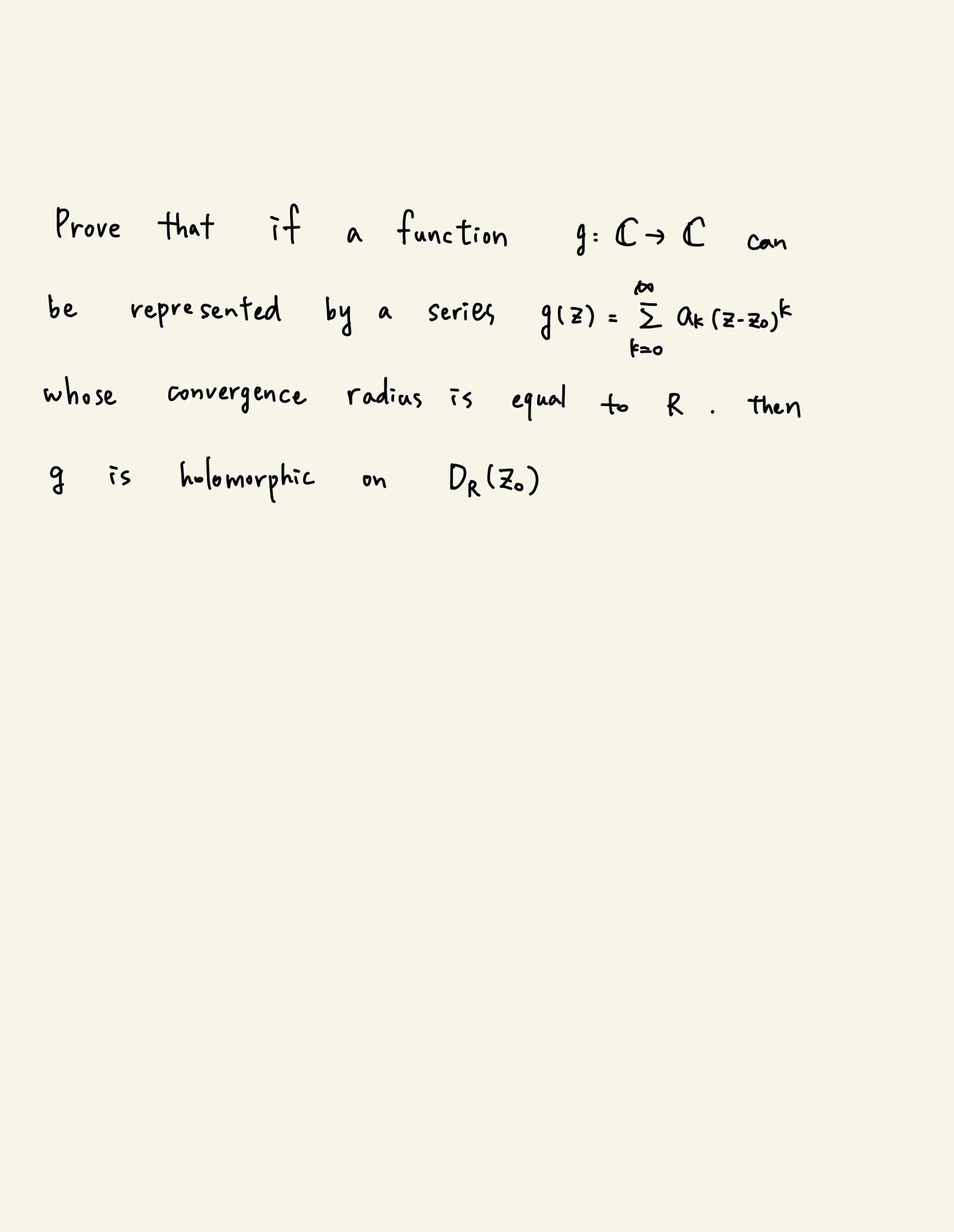 Solved Prove that if a function g:C→C can be represented by | Chegg.com