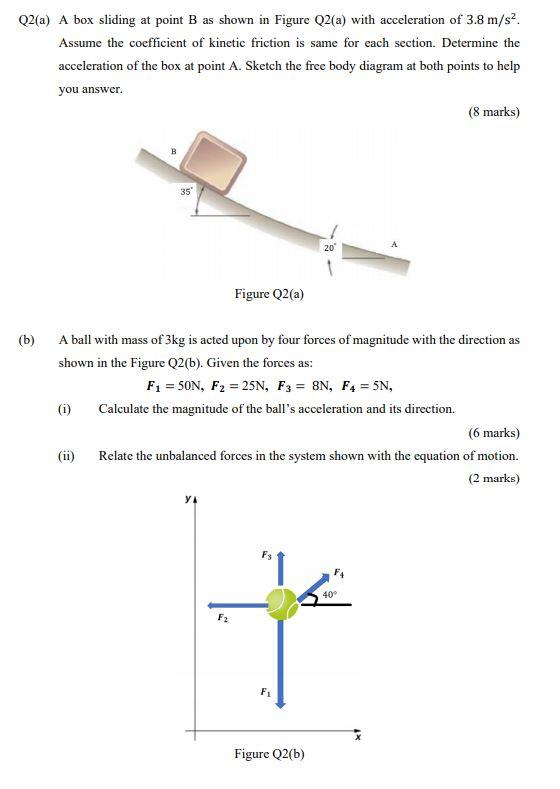 Solved Q2(a) A box sliding at point B as shown in Figure | Chegg.com