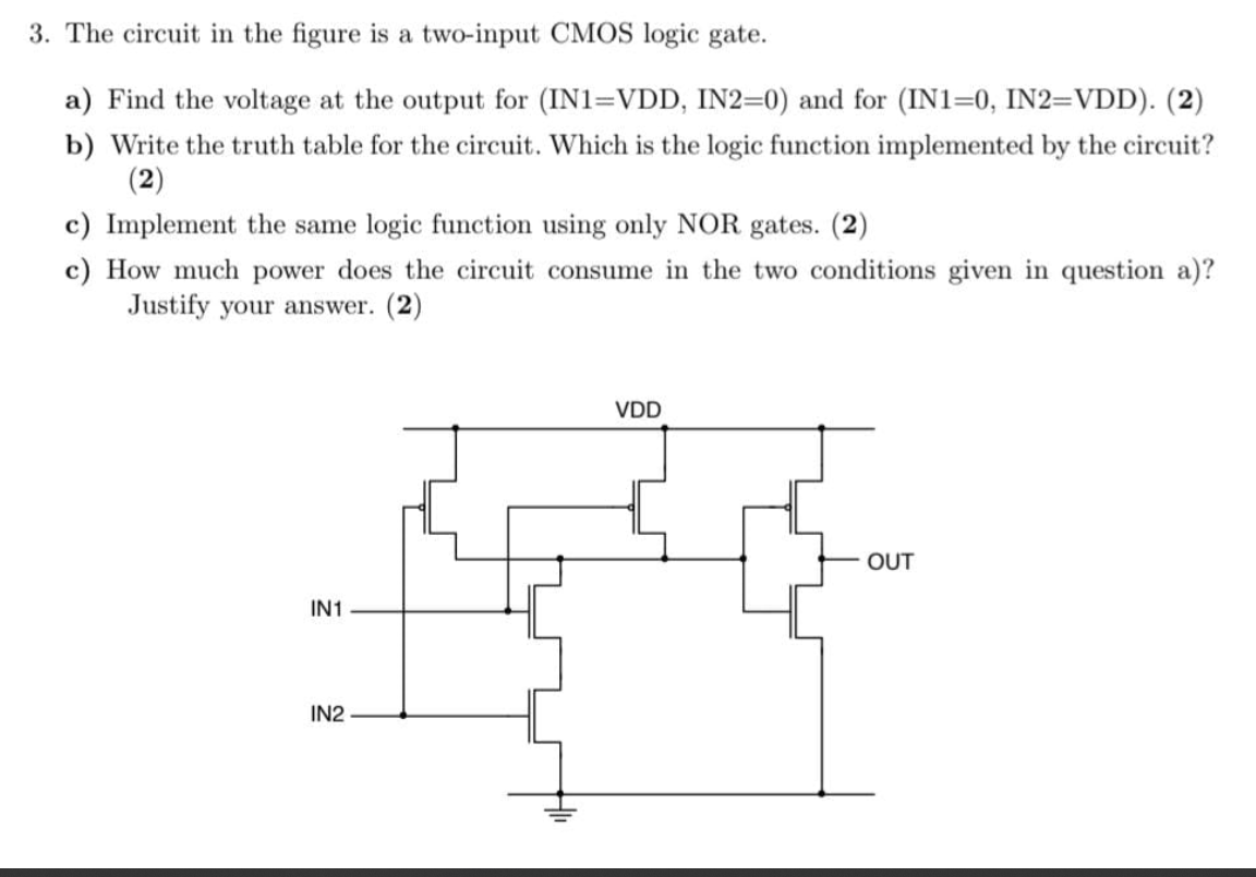 Solved 3. The circuit in the figure is a two-input CMOS | Chegg.com