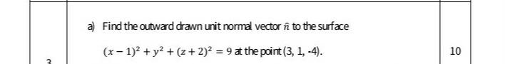 Solved a) Find the outward drawn unit normal vector to the | Chegg.com