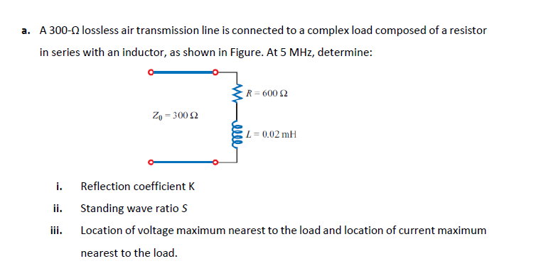 Solved A 300−Ω lossless air transmission line is connected | Chegg.com