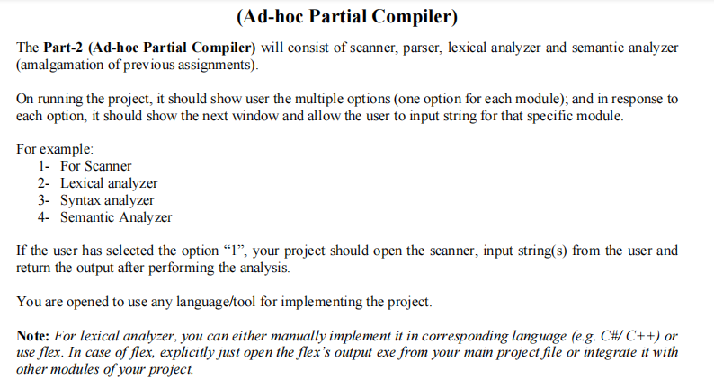 (Ad-hoc Partial Compiler) The Part-2 (Ad-hoc Partial | Chegg.com