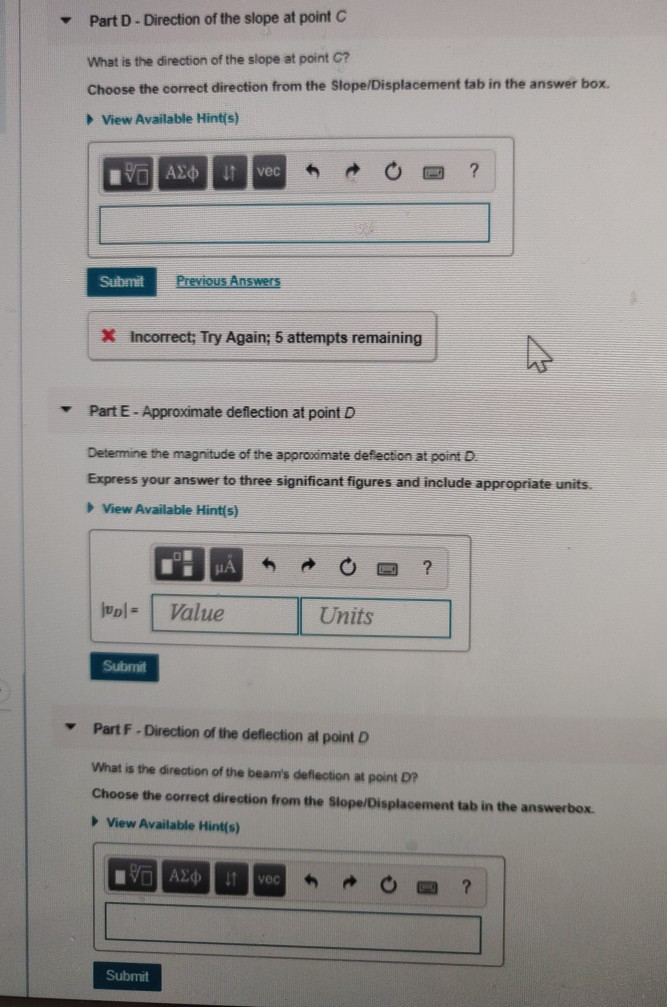 Solved Learning Goal: Part A - Deflection at point C To | Chegg.com