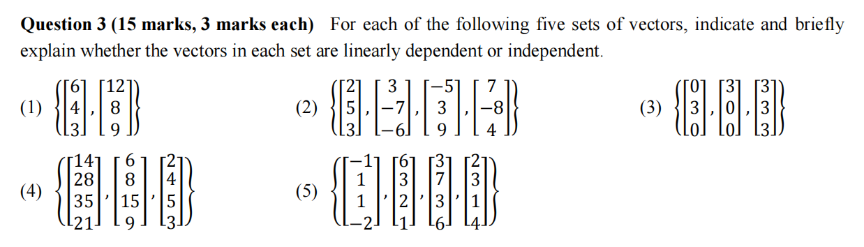 Solved Question 3 (15 marks, 3 marks each) For each of the | Chegg.com Solved Question 3 (15 marks, 3 marks each) For each of the | Chegg.com