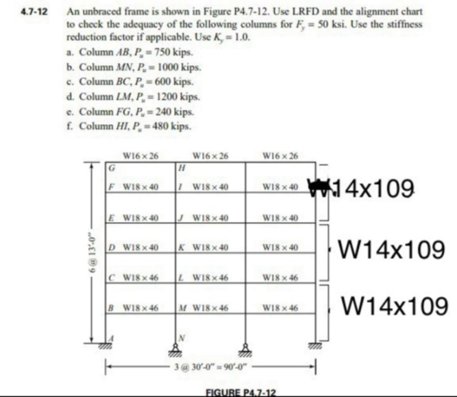 Solved 2 An unbraced frame is shown in Figure P4.7-12. Use | Chegg.com