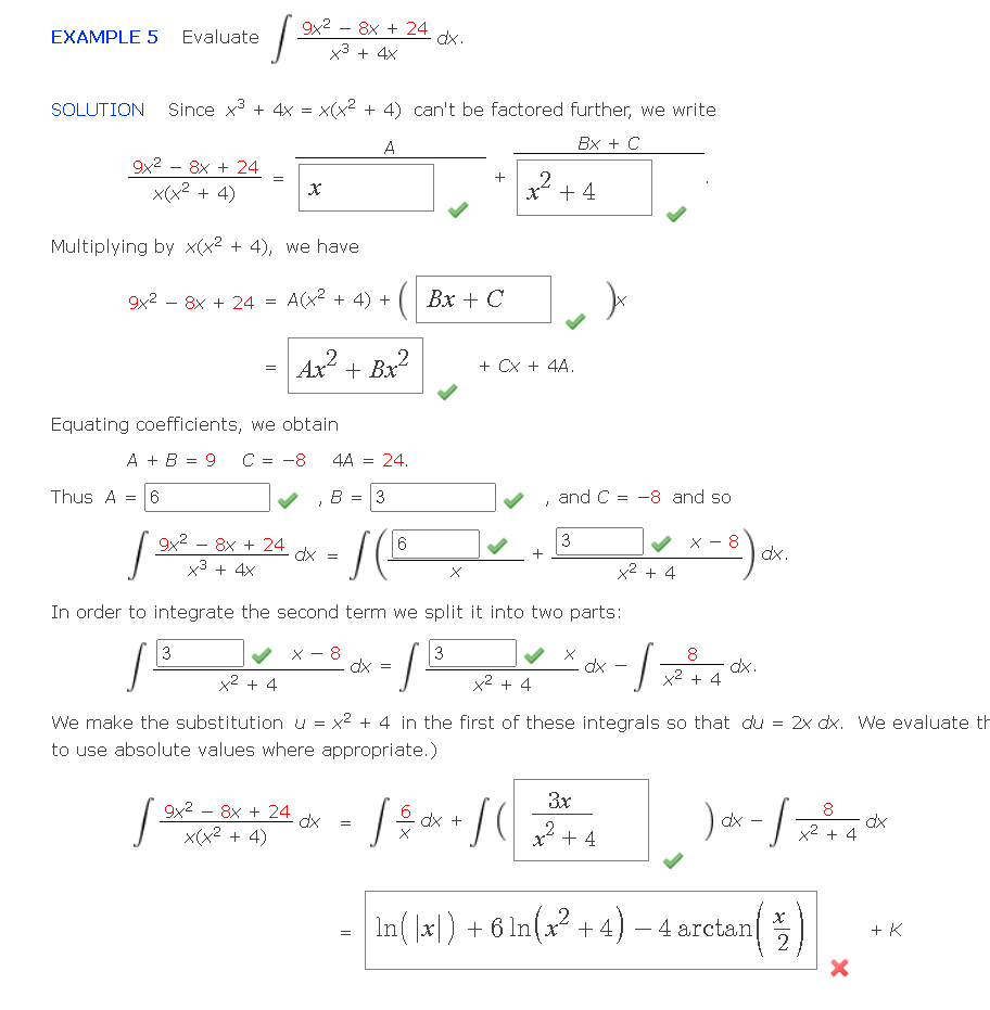Solved EXAMPLE 5 Evaluate 9x2 8x 24 X3 4x Dx SOLUTION Chegg