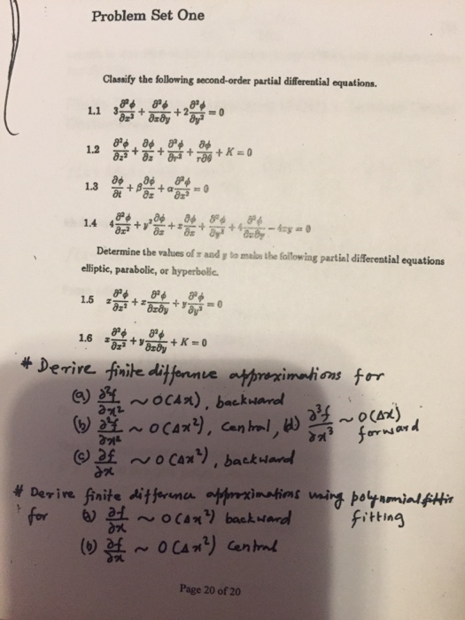 Solved Problem Set One Classify The Following Second Order 0358