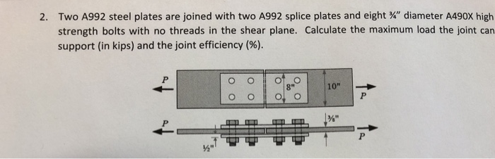 Solved Two A992 steel plates are joined with two A992 splice | Chegg.com