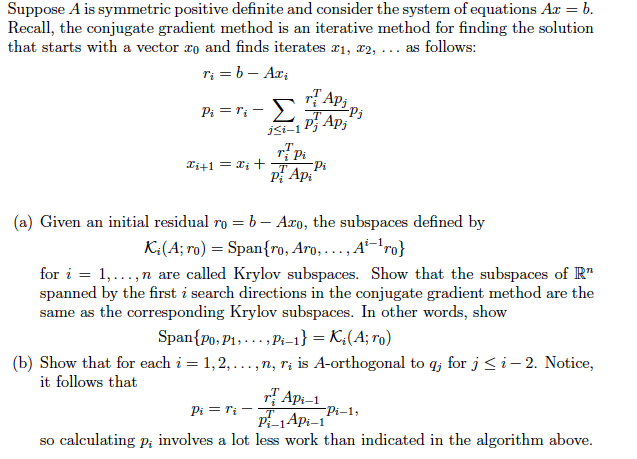 Suppose A Is Symmetric Positive Definite And Consider