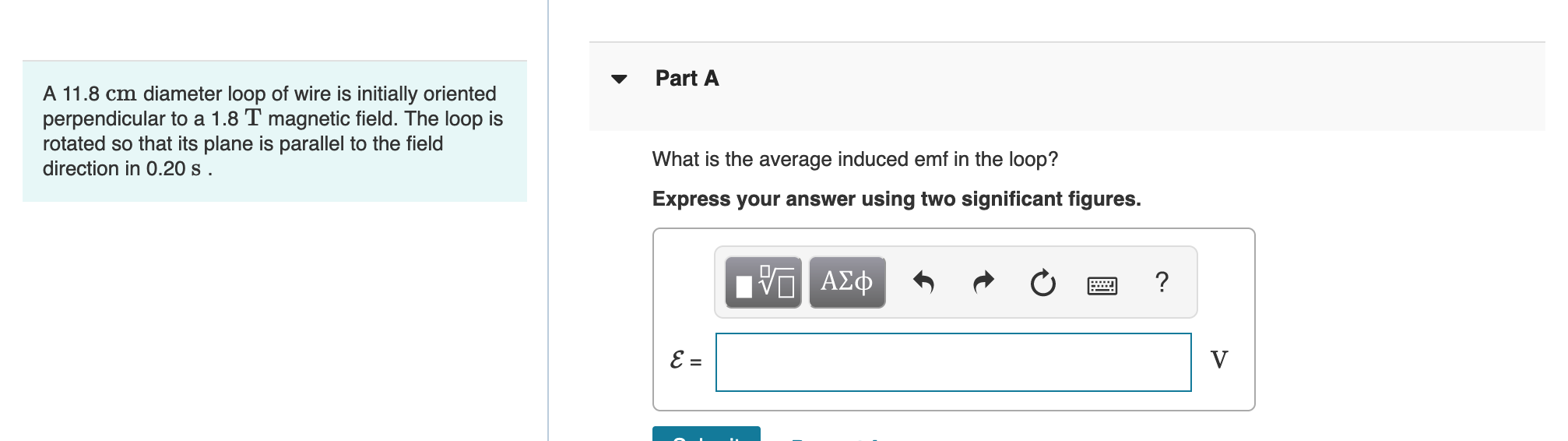Solved Part A A 11.8 cm diameter loop of wire is initially | Chegg.com