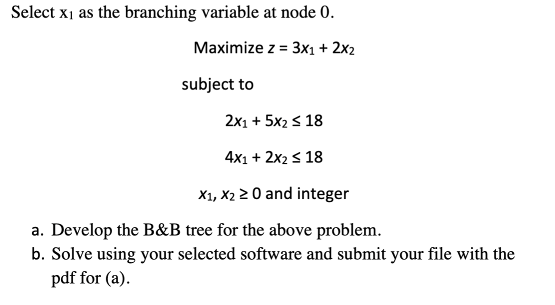 Solved Select Xı as the branching variable at node 0. | Chegg.com