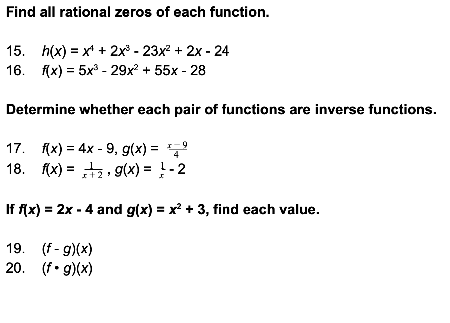 Find all rational zeros of each | Chegg.com