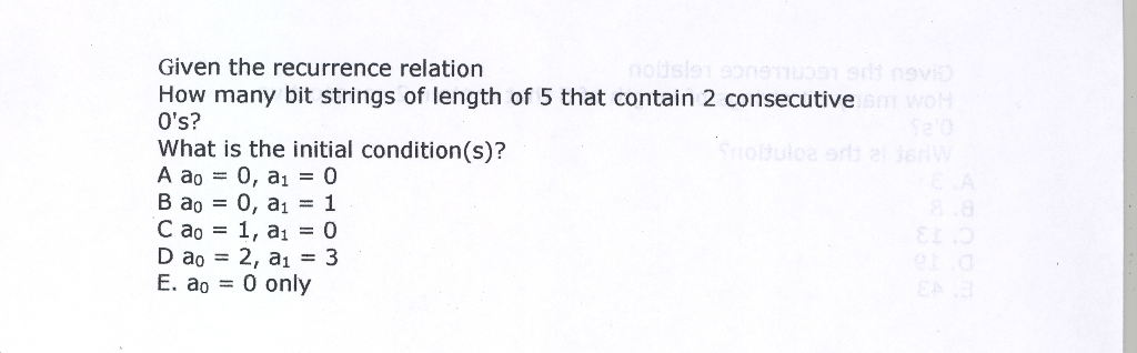 Given The Recurrence Relation How Many Bit Strings Of