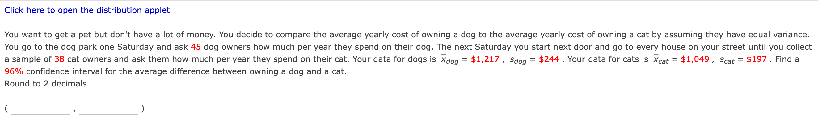 Solved Click here to open the distribution applet You want | Chegg.com