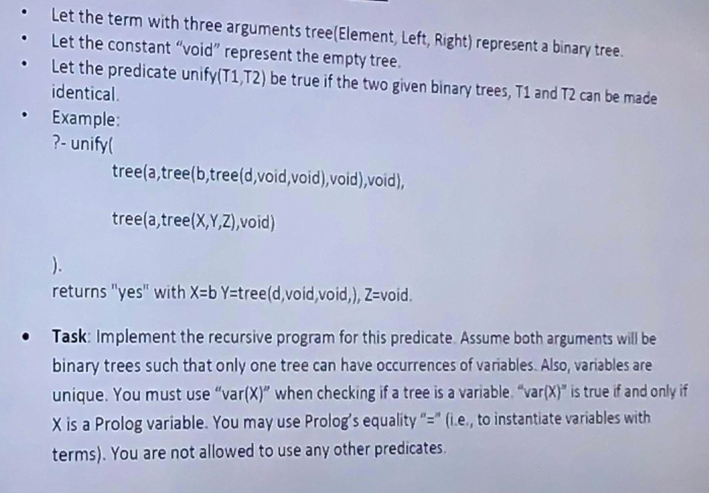 Let the term with three arguments tree Element, Left, | Chegg.com